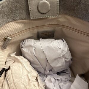 margot | Bags | New Margot Kate Bucket Bag Tote Purse Light Grey Suede ...